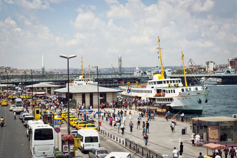 The Port of Istanbul with Tourists Editorial Photography - Image of ...