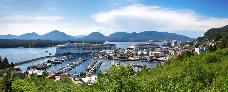 Ketchikan Alaska Cruise Ship Pier Dock and Waterfront Editorial Stock ...
