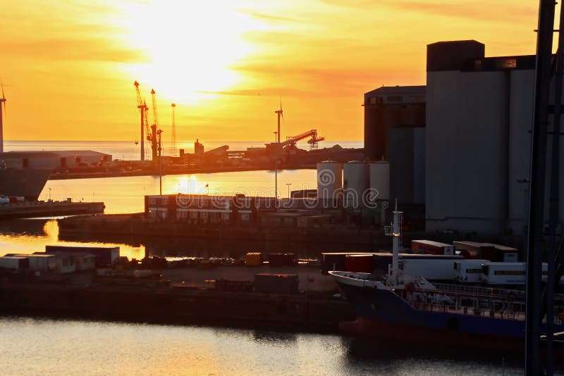 Liverpool, UK, May, 12,2019. Cargo Terminal for Unloading Bulk Cargo ...