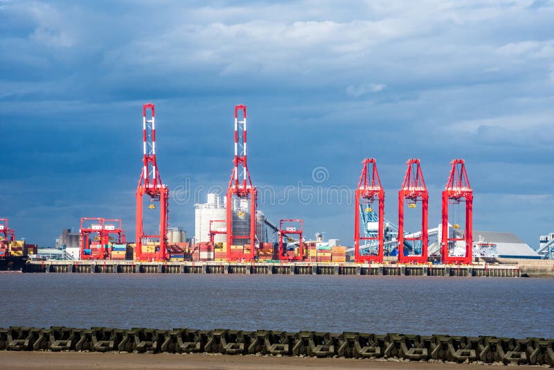Container Port at Liverpool, England. Stock Image - Image of goods ...