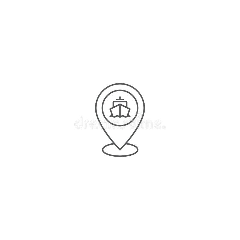 Port Location Pin Vector Icon Symbol Map Isolated on White Background ...