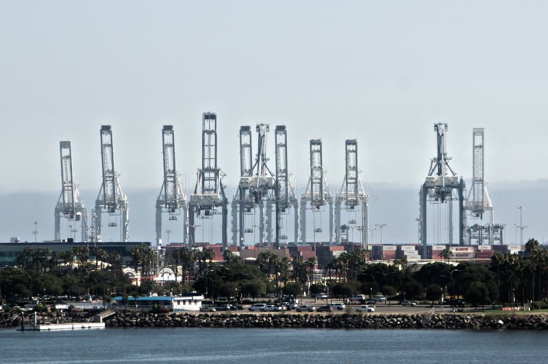 Port of Long Beach at Sunset Stock Image - Image of cargo, southern ...