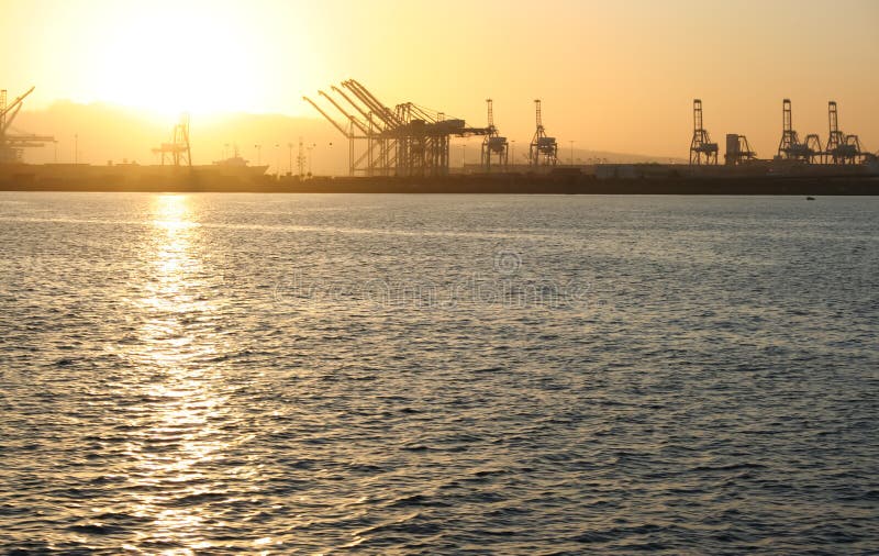 Port of Long Beach at Sunset Stock Image - Image of cargo, southern ...