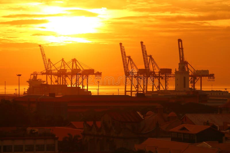 Port Of Manila At Manila Bay, Philippines Stock Photo - Image of ...