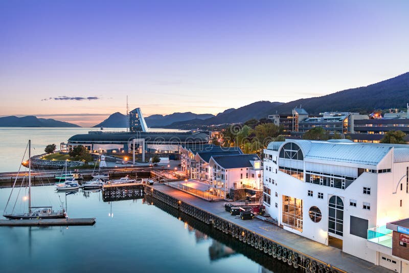 The Port of Molde at Evening, Norway Stock Image - Image of view ...