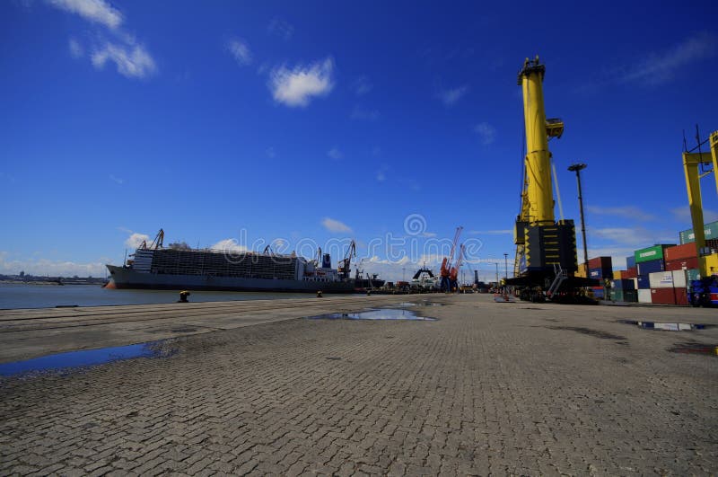 Port of Montevideo Uruguay editorial stock image. Image of clouds ...