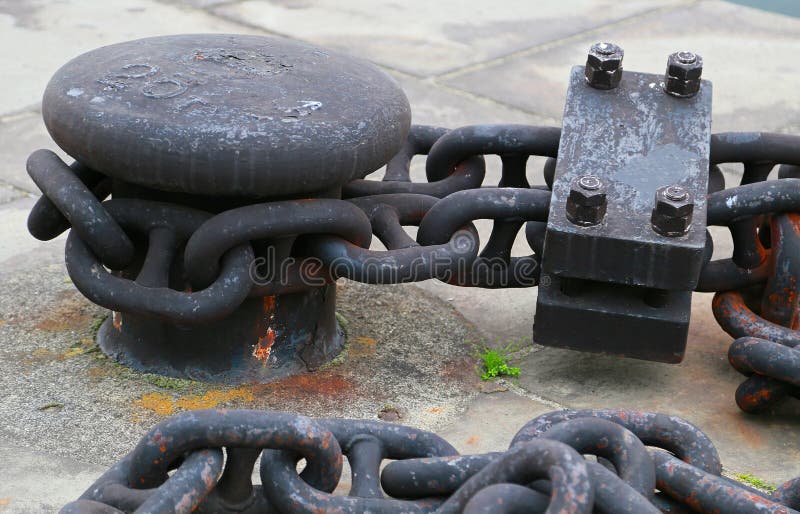 Port and Moor Mooring Bit and Chain Stock Photo - Image of scene ...