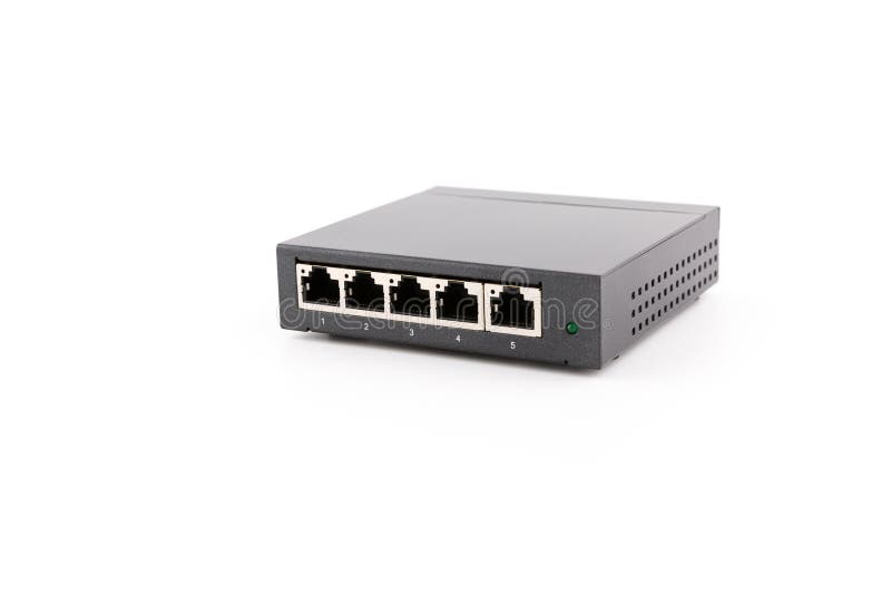 5 Port Network Switch on White Background Stock Photo - Image of online ...