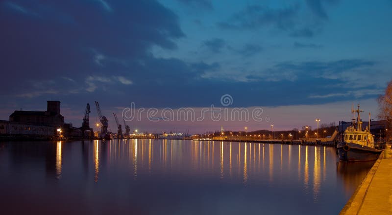 Port at night stock photo. Image of commercial, crane - 15868116