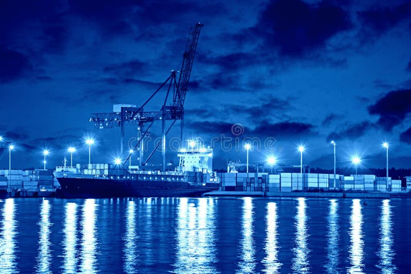 Night at the port stock photo. Image of dock, harbor - 23857608