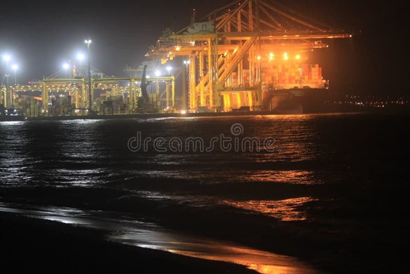 Port night light ship stock image. Image of night, ship - 172998361