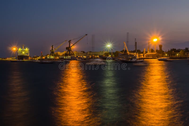 Port at night stock image. Image of goods, dock, black - 32839333