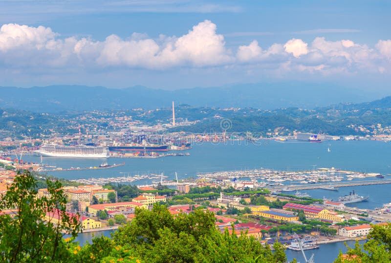 Port panorama in La Spezia stock image. Image of panoramic - 131747913