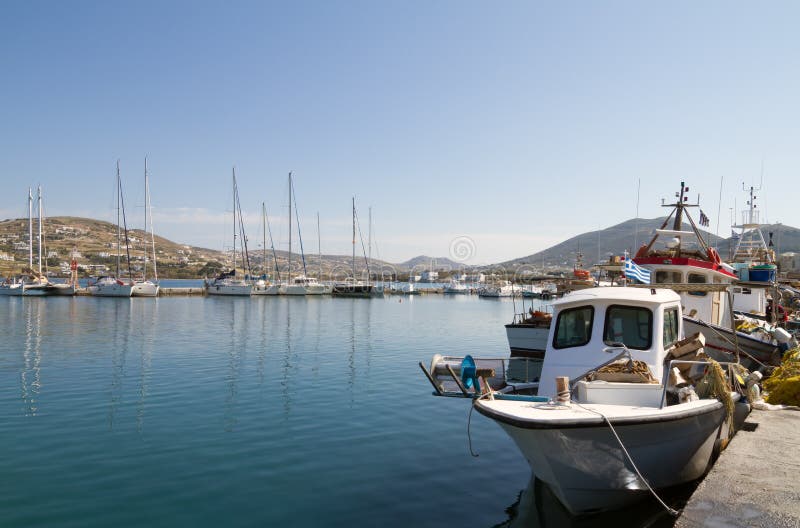 Port of Parikia, Paros Island , Greece Stock Photo - Image of ...