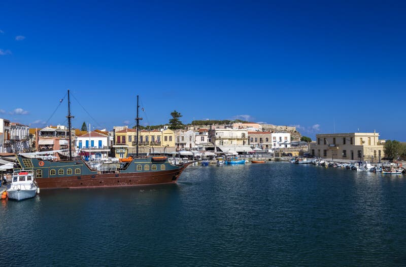 Port of Rethymno, Crete stock image. Image of mediterranen - 76847855