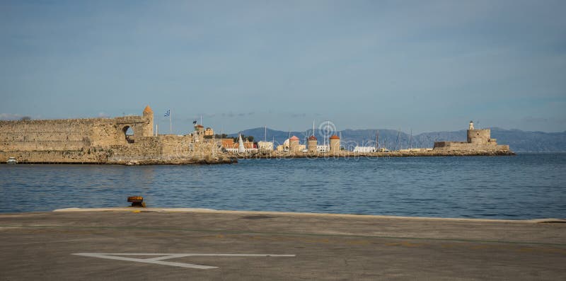 Port of Rhodes, Greece stock image. Image of seafront - 68587187