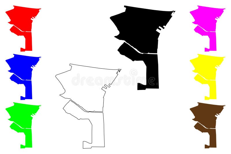 Port Said City (Arab Republic of Egypt) Map Vector Illustration ...