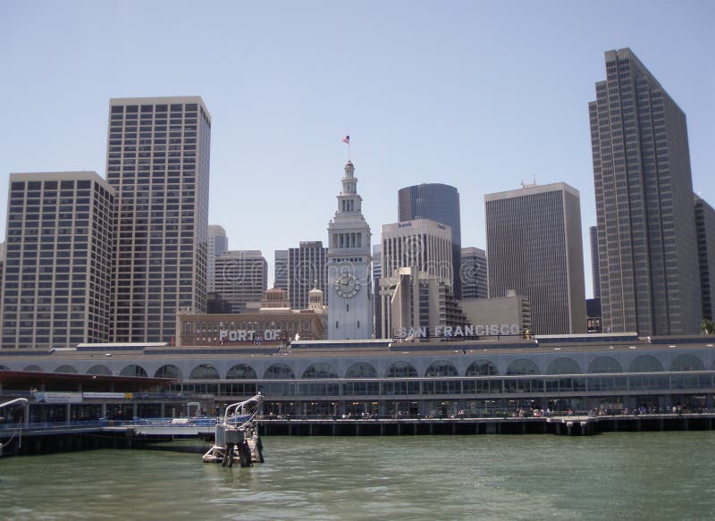 Port of San Francisco Ferry Building and Cityscape Stock Photo - Image ...