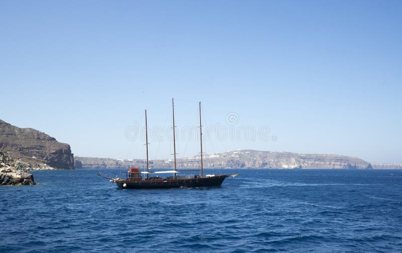 Port in Santorini S Caldera Stock Image - Image of mediterranean, beach ...