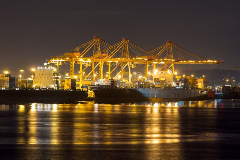 Port of Seattle at Night Closeup Stock Image - Image of commercial ...