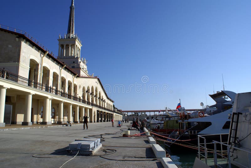 Sochi Sea port at sunset editorial image. Image of travel - 66735300