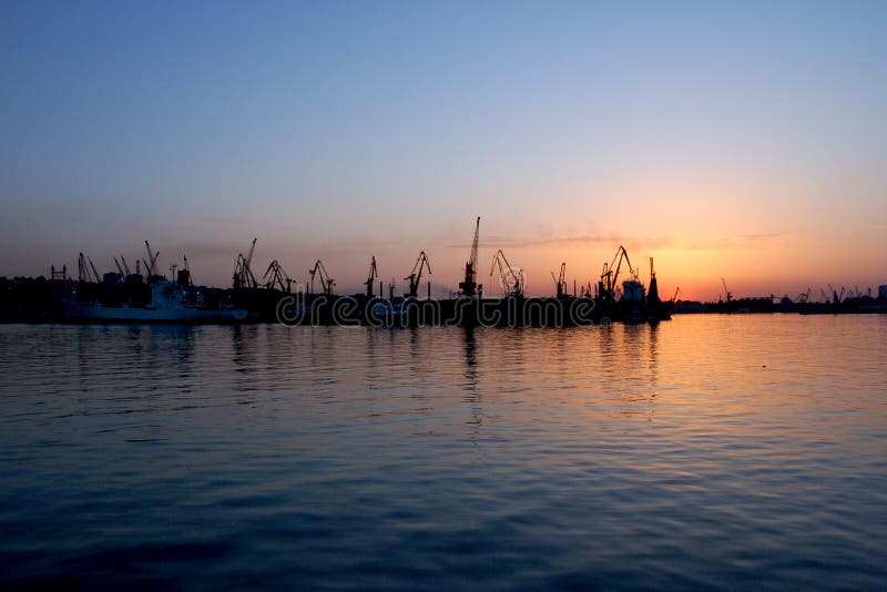 Port on sunset stock image. Image of nautical, commercial - 19446135