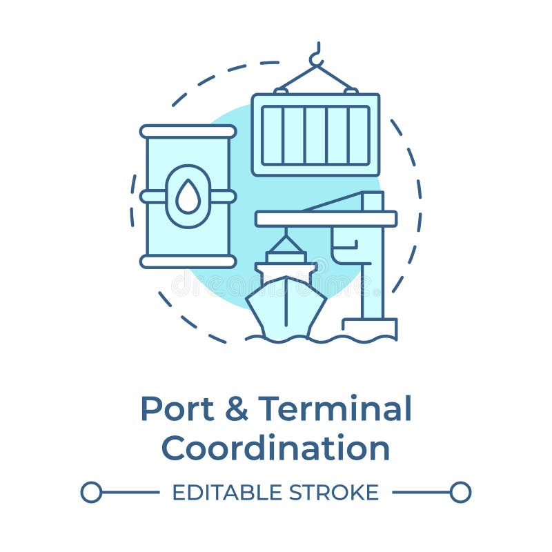 Port and Terminal Coordination Soft Blue Concept Icon Stock Vector ...