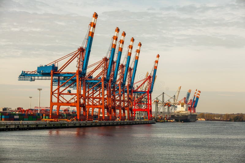 Port Terminal for Loading and Offloading Ships Stock Image - Image of ...