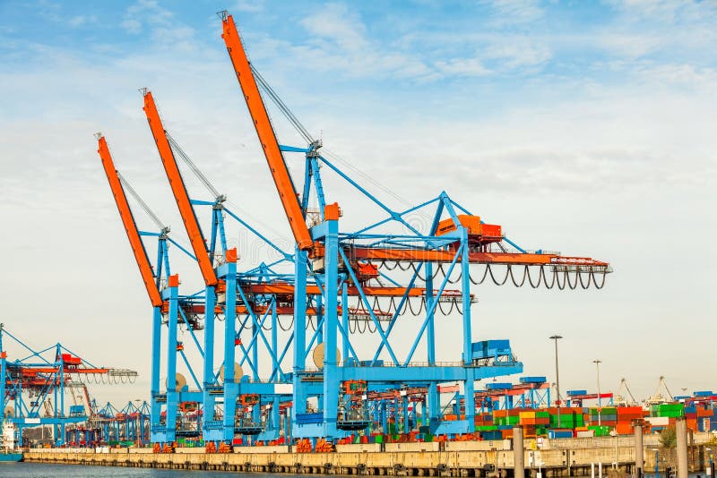 Port Terminal for Loading and Offloading Ships Stock Image - Image of ...