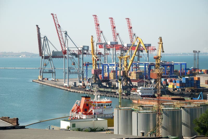 Port Warehouse with Cargoes and Containers Stock Image - Image of heavy ...