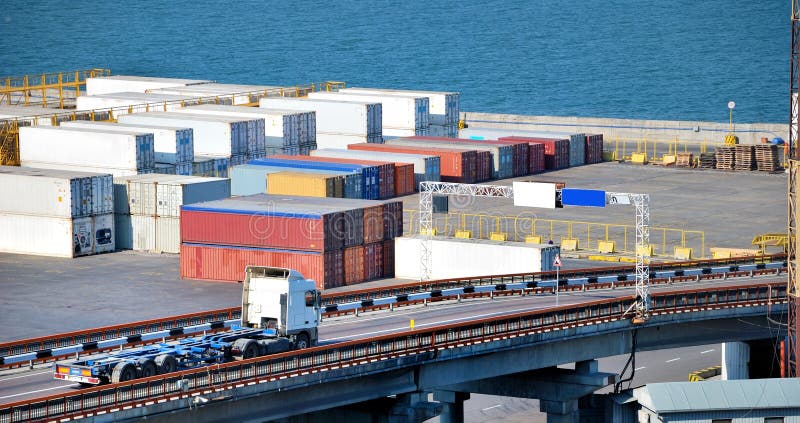 Port Warehouse with Cargoes and Containers Stock Image - Image of ...