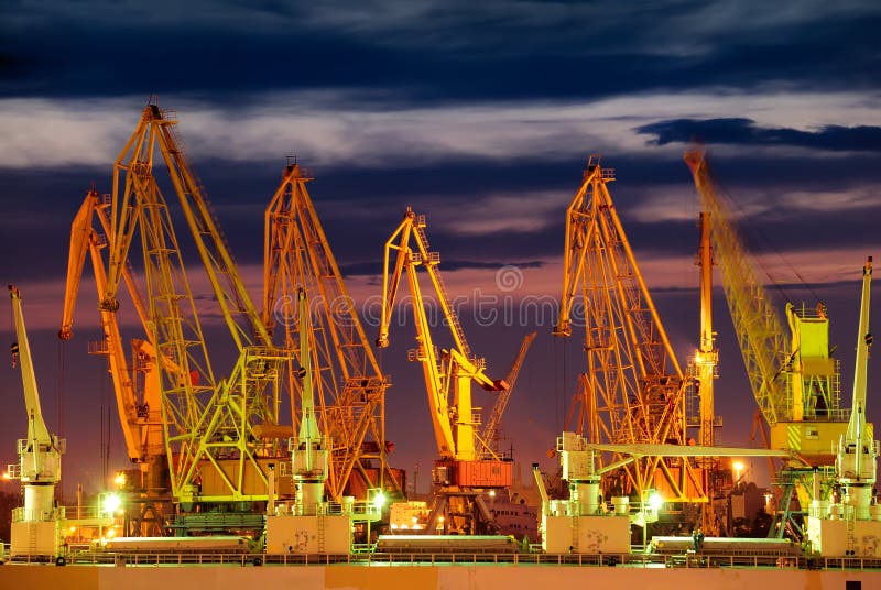 Port Warehouse with Cargoes and Containers Stock Image - Image of heavy ...