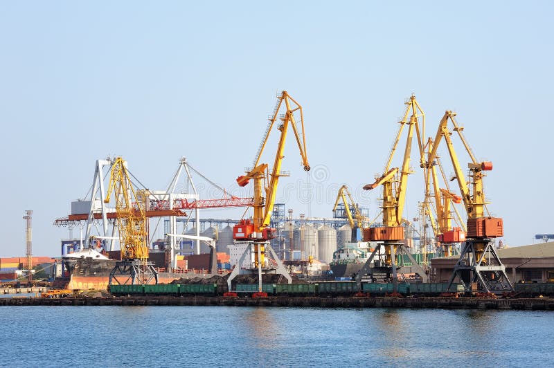 Port Warehouse with Cargoes and Containers Stock Image - Image of ...