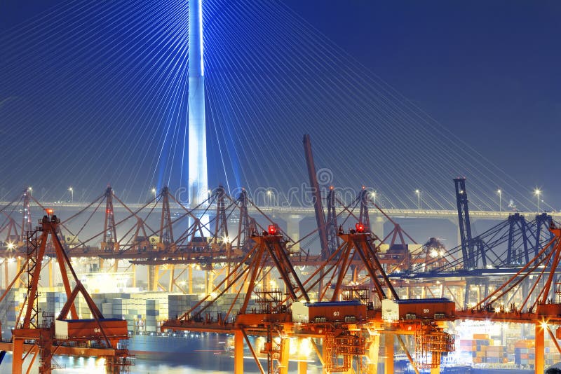 Port Warehouse with Cargoes and Containers Stock Image - Image of ...