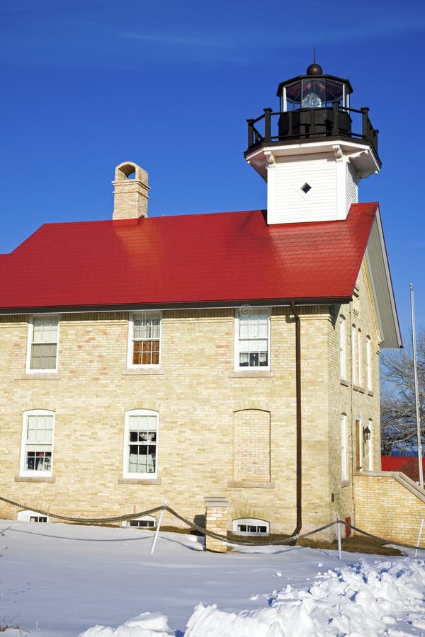 Port Washington, Wisconsin Historic Lighthouse on Lake Michigan Stock ...