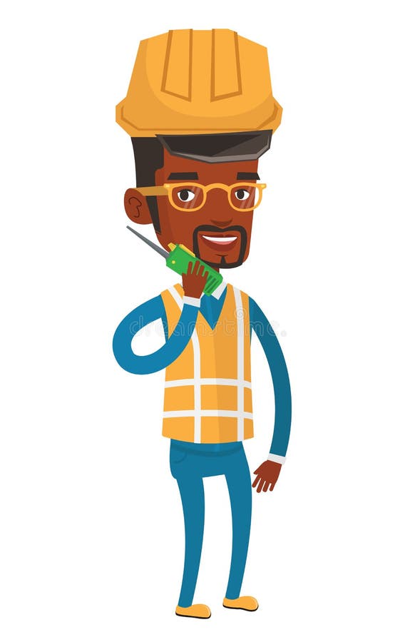 Port Worker Talking on Wireless Radio. Stock Vector - Illustration of ...