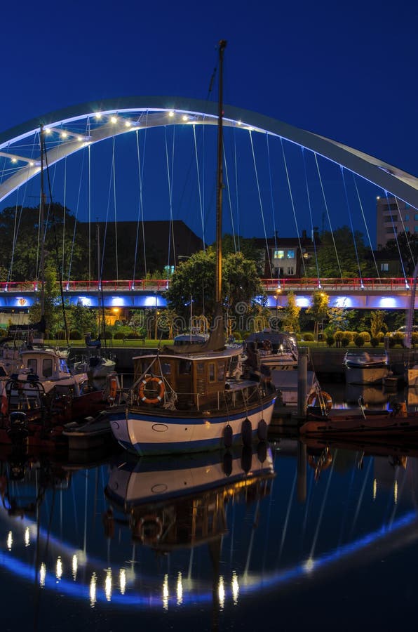 PORT YACHT NIGHT stock photo. Image of reflection, landscape - 77963236