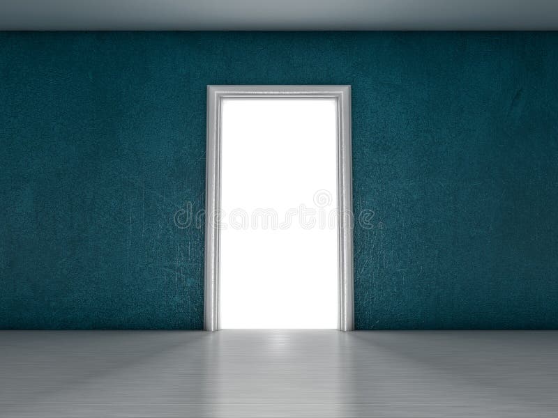 Porta Aperta in Una Stanza Con La Luce Uscente 3d Illustrazione di ...