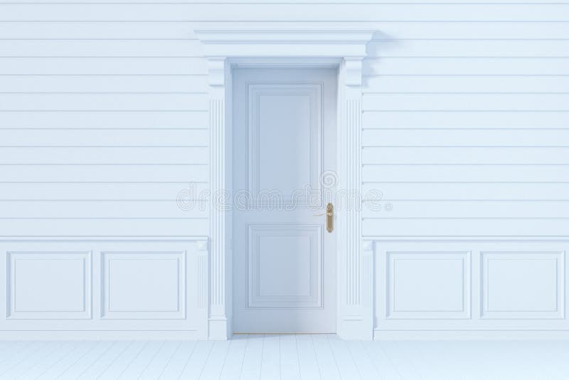 A Porta Chiusa Nell'interno Di Legno Bianco 3d Rendono Immagine Stock ...