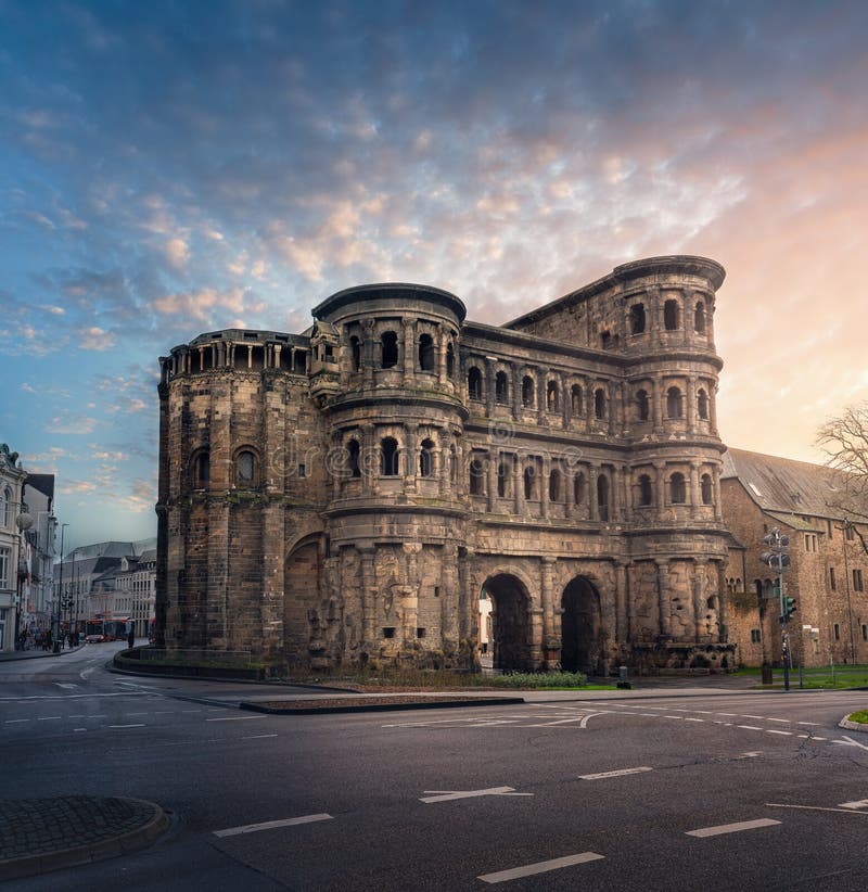 Porta Nigra at Sunset - Trier, Germany Stock Photo - Image of gallia ...