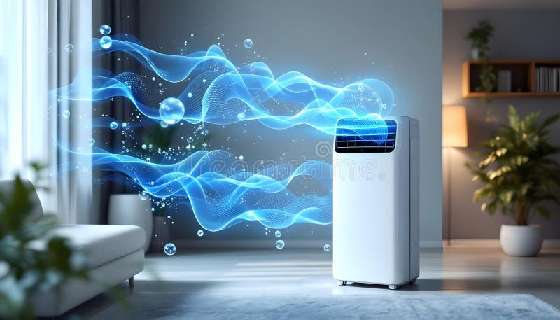 Portable Air Conditioner for Clean Cool Air at Home Stock Illustration ...
