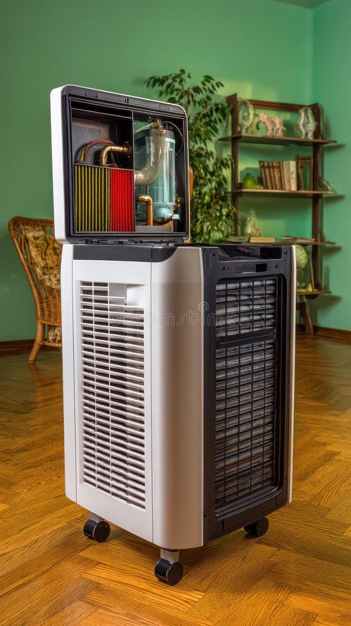Portable Air Conditioner Stands Open in Interior Showing Filter and ...