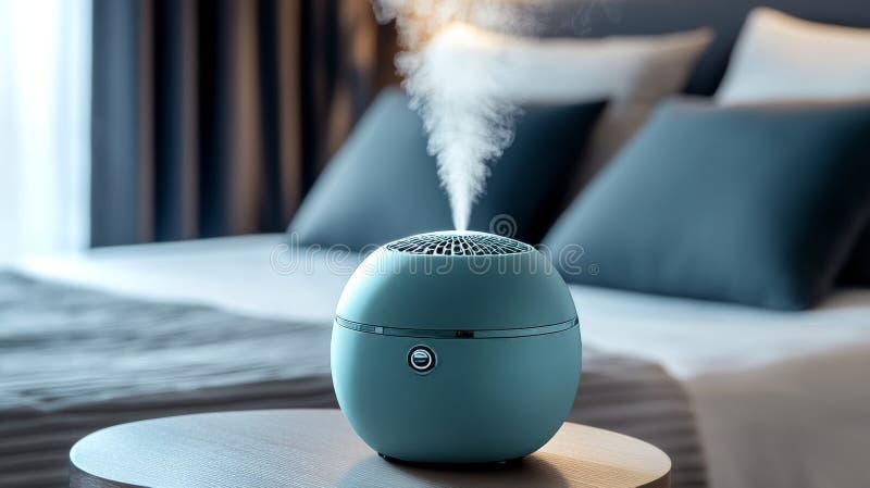 Portable Air Purifying Humidifier on Table Distributes Steam and Aromas ...