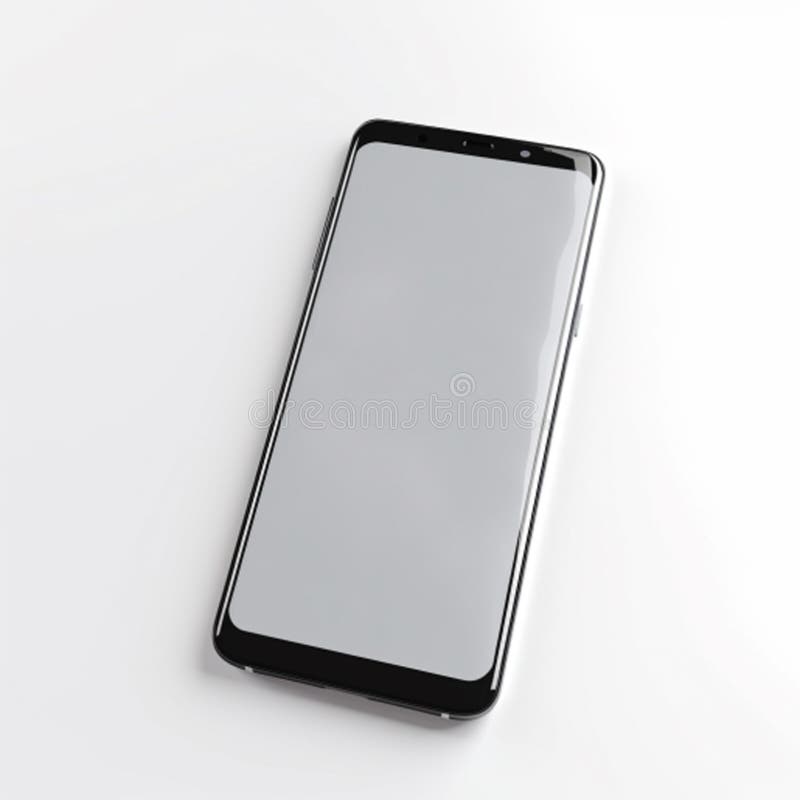 Portable Android Smartphone with Blank White Screen on White Background ...