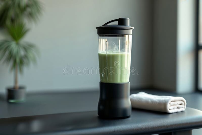 Portable Blender with Green Smoothie, Generative Ai Stock Illustration ...