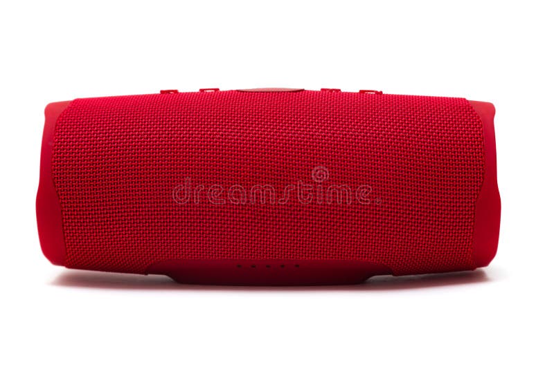 Portable Bluetooth Red Speaker Isolated on White Background Stock Image ...