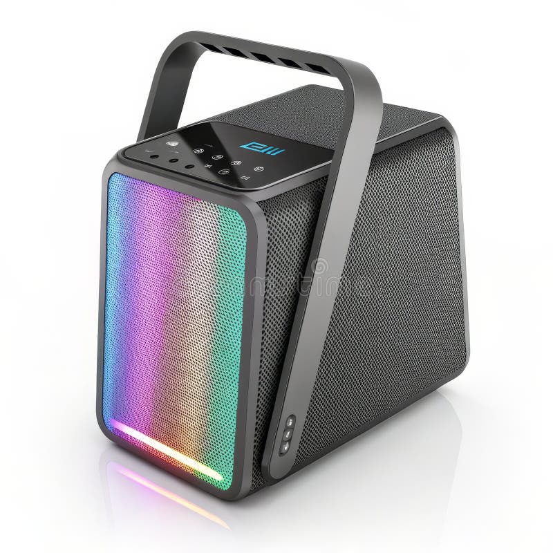 Portable Bluetooth Speaker with RGB LED, Black Mesh Design, Party ...