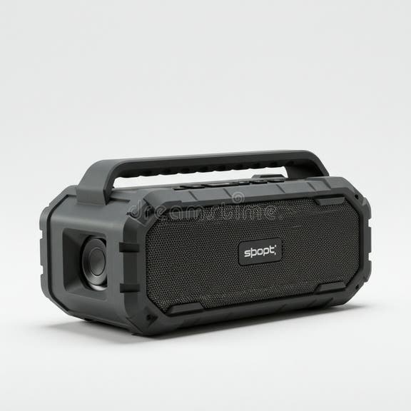 Portable Bluetooth Speaker with a Rugged, Gray Exterior Featuring a ...