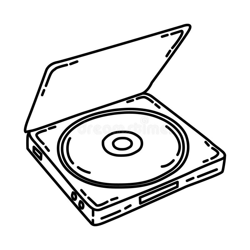Portable CD Player Icon. Doodle Hand Drawn or Outline Icon Style Stock ...