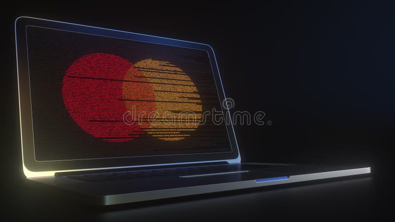 Portable Computer with the Logo of MASTERCARD Made with Code Strings, Editorial Conceptual 3d ...
